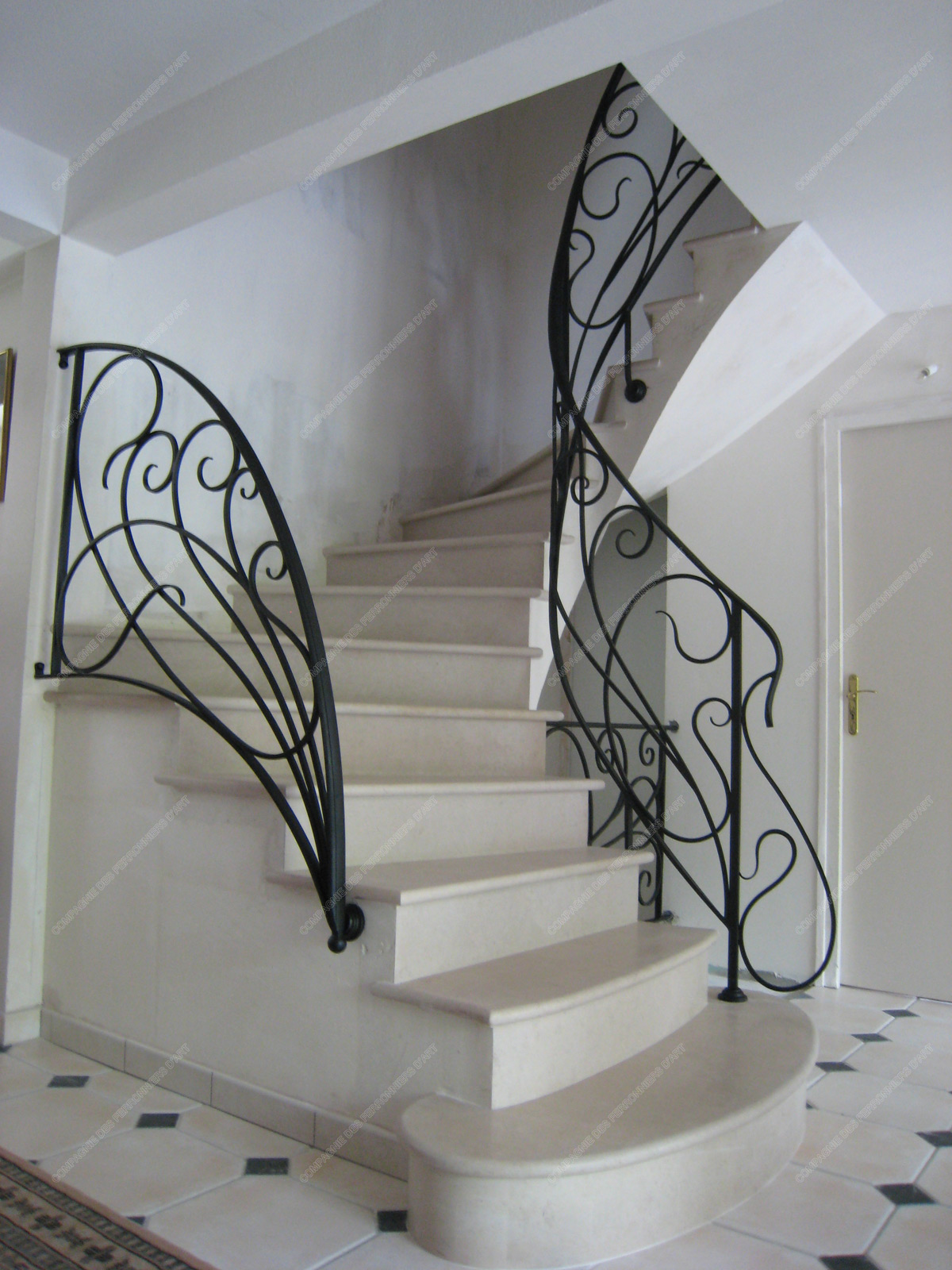 Rampes d'escalier en fer forgé Art nouveau : Modèle Liane