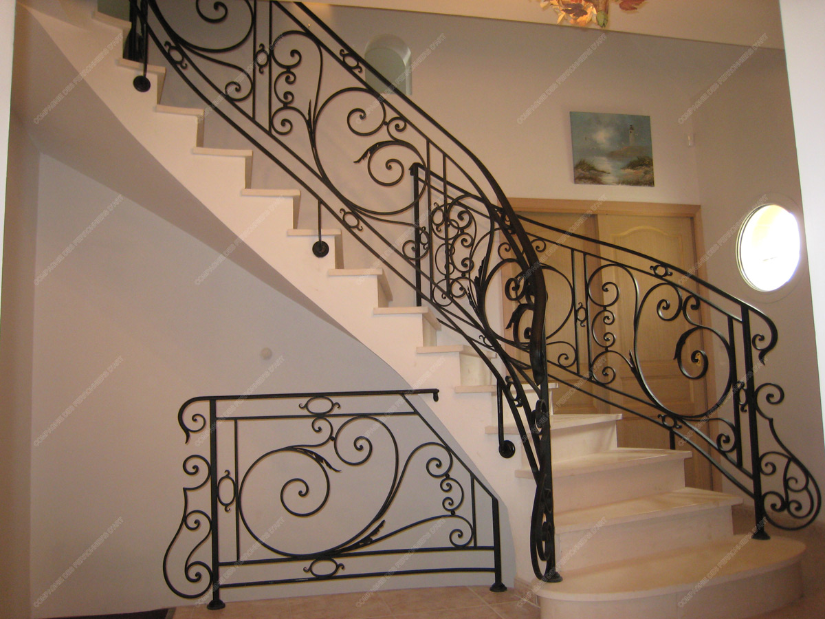 Rampes d'escalier en fer forgé Classique : Modèle Gonzague